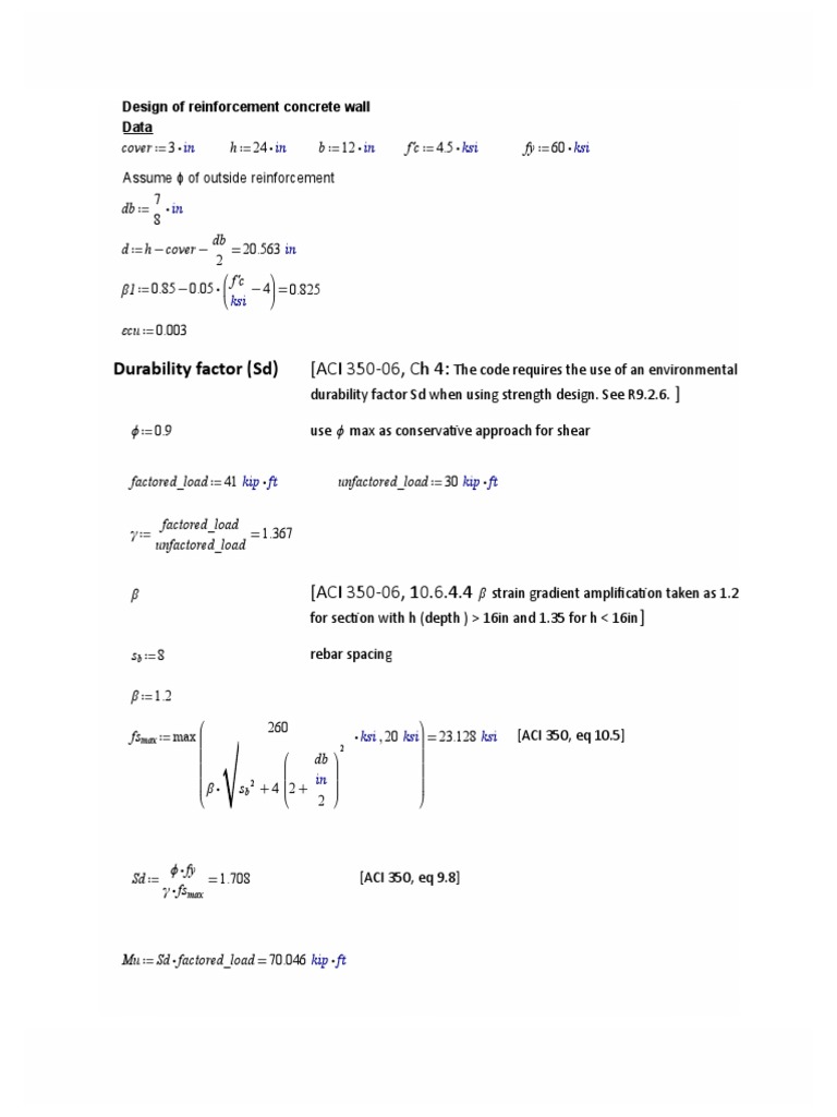 ACI 350 Calculation | PDF | Civil Engineering | Building Engineering