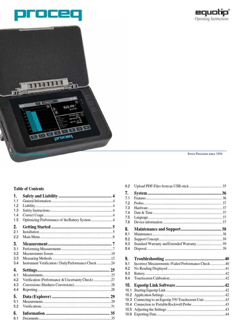 Equotip 540 - Operating - Instruction PDF | PDF | Hardness | Usb