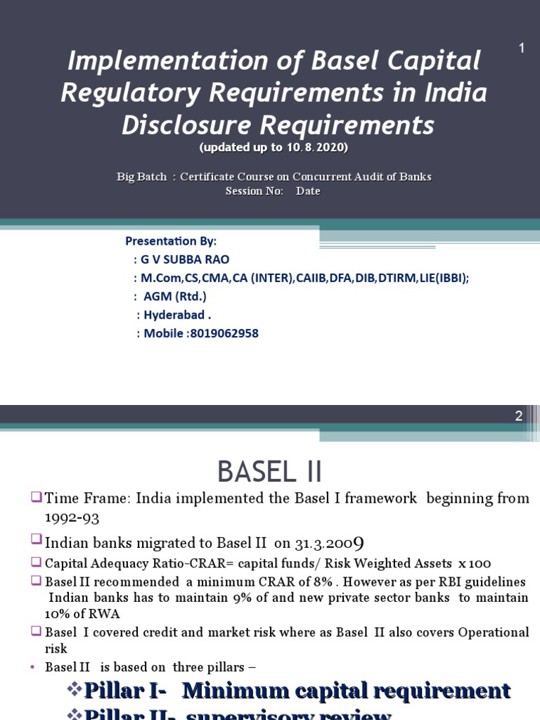 Implementation of Basel Capital Regulatory Requirements in India ...