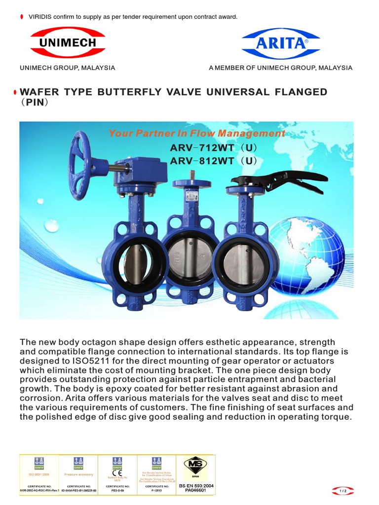 Butterfly Valve Datasheet | PDF | Valve | Steel