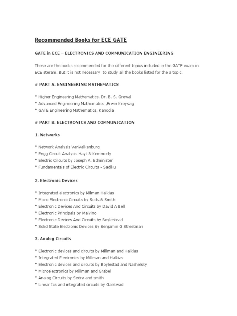 Ece Books For Gate | PDF