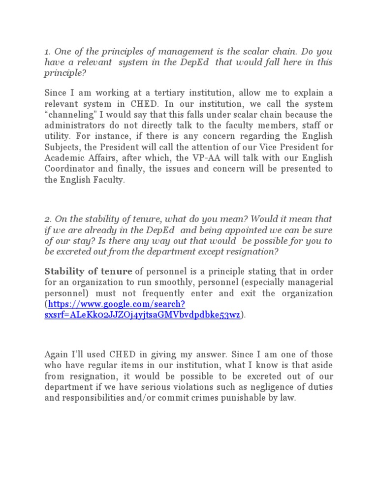 Stability of Tenure of Personnel Is A Principle Stating That in Order | PDF
