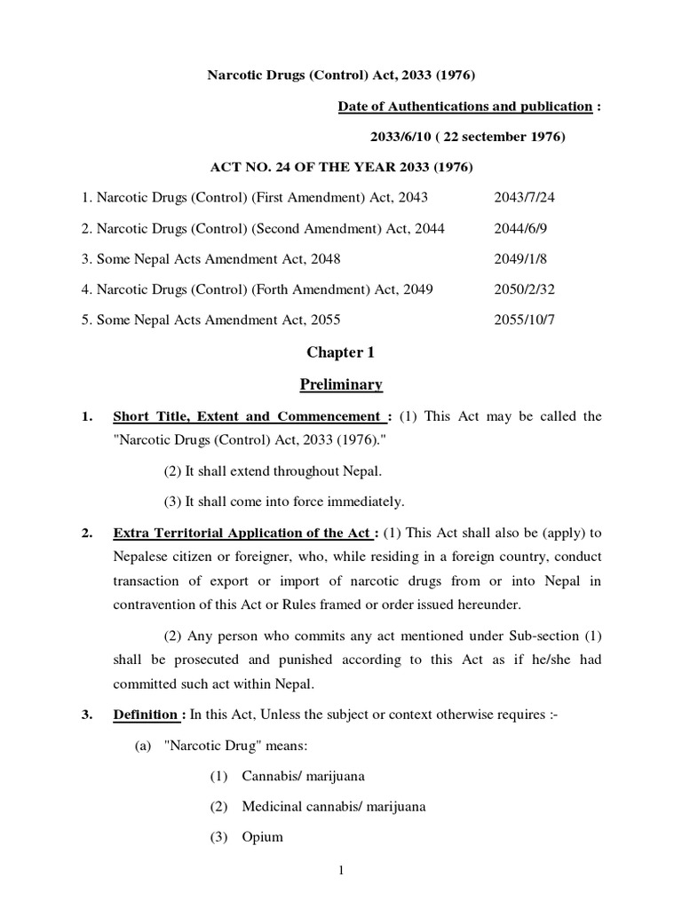 Narcotic Drugs Control Act 2033 1976 PDF | PDF | Medical Prescription ...