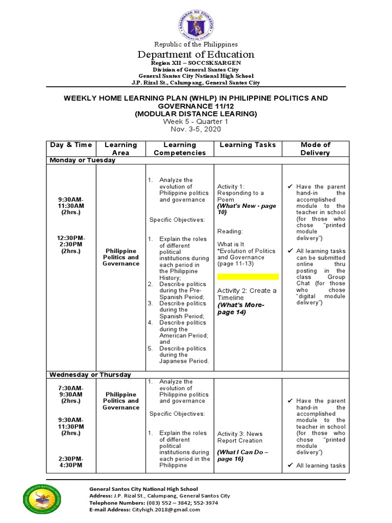 WHLP PHILPOL WEEK5 Nov.3 5 | PDF | Learning | Communication