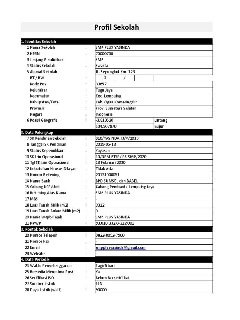 Profil SMP PLUS YASINDA | PDF