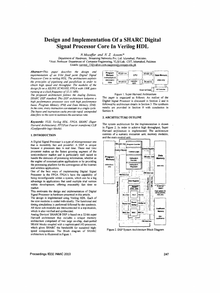 Design and Implementation of A SHARC Digital Signal Processor Core in ...