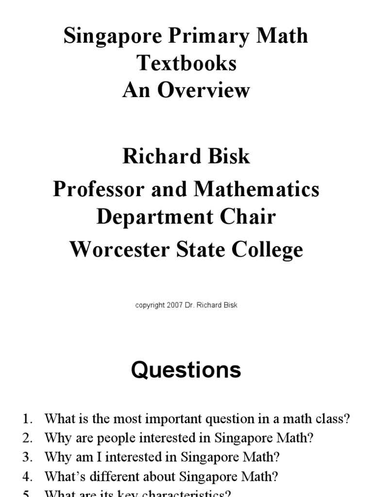 Overview of Singapore Maths | PDF | National Council Of Teachers Of ...