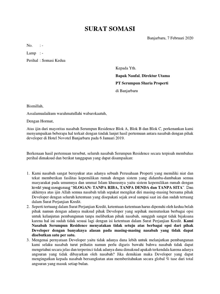 Surat Somasi Ke-2 | PDF