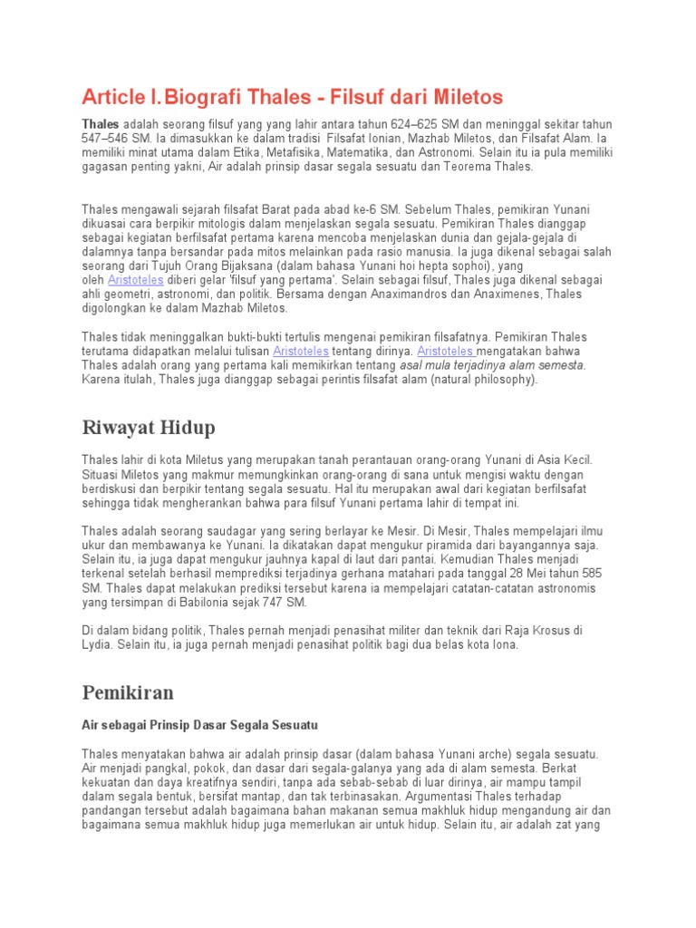 Biografi Thales | PDF