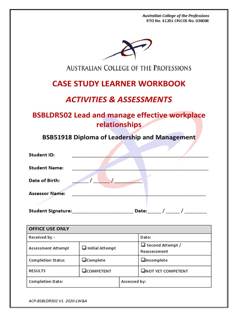 BSBLDR502 Learner Workbook | PDF | Competence (Human Resources ...