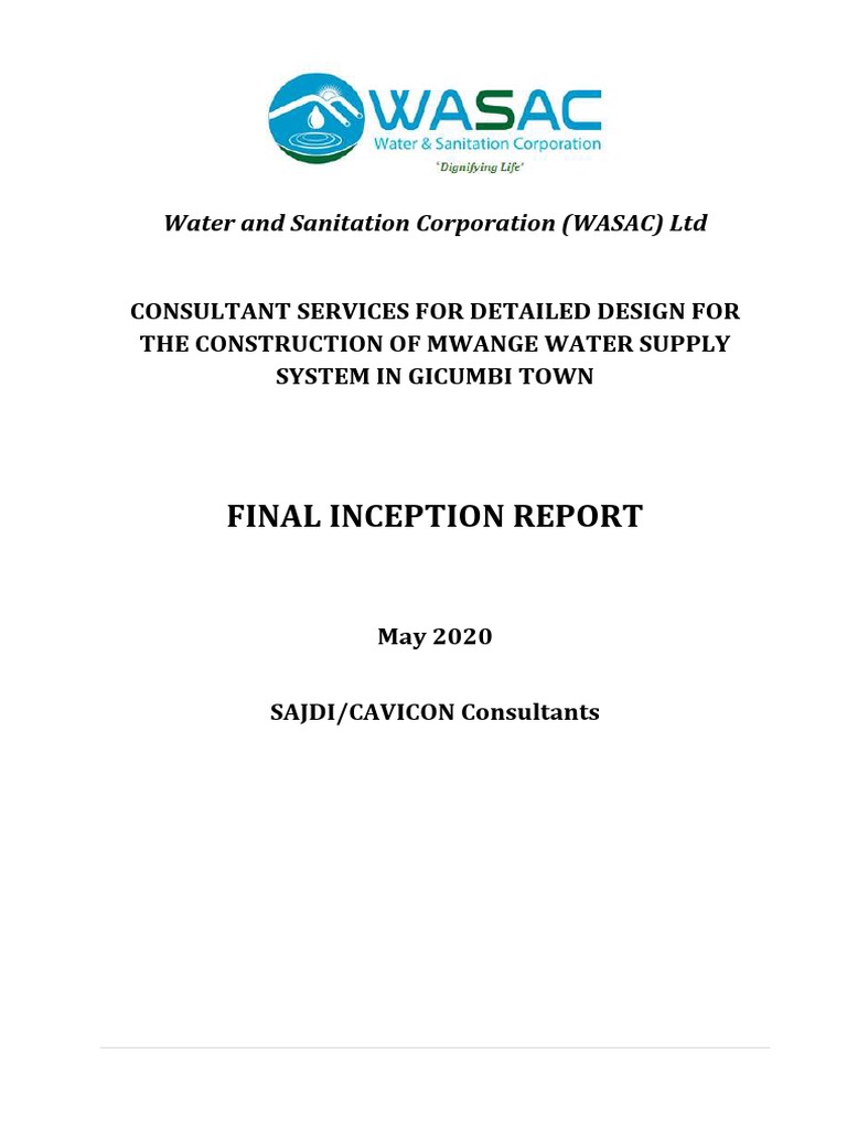 Final Inception Report With Appendices PDF | PDF | Water Supply Network ...