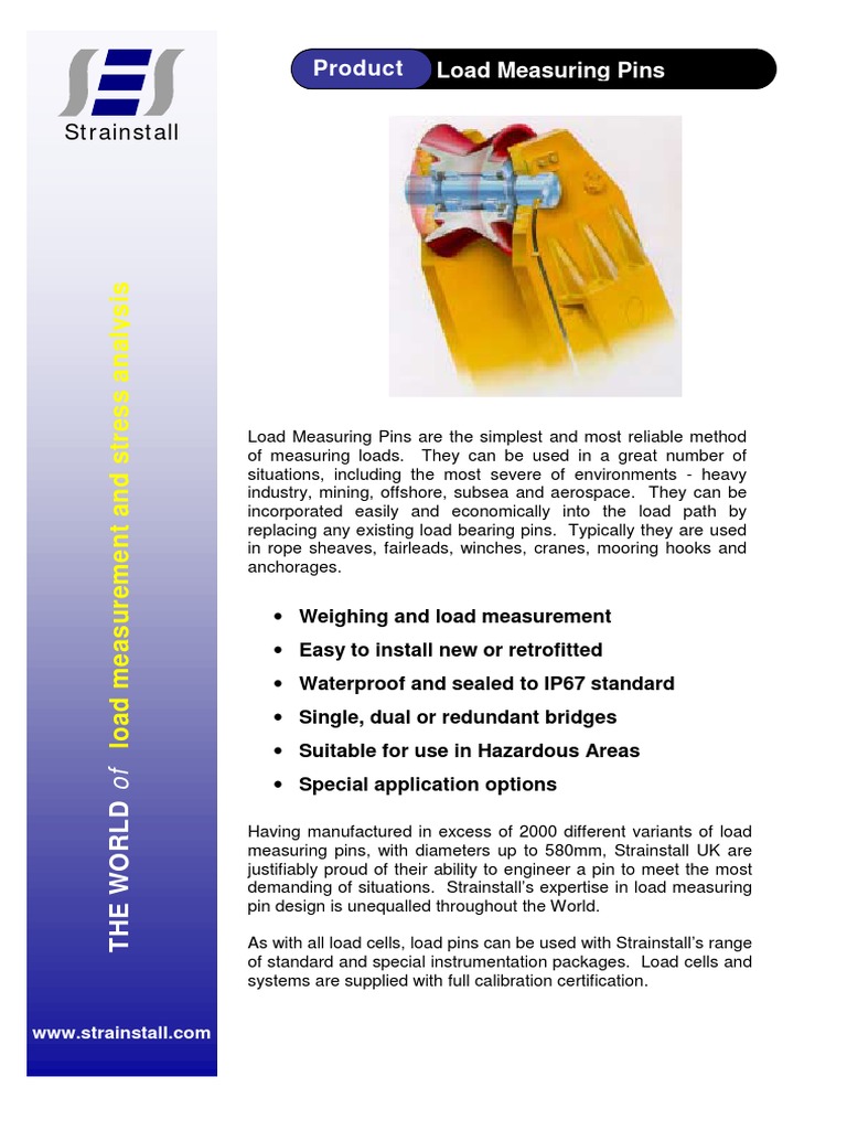 Strainstall: Product Load Measuring Pins | PDF | Electrical Engineering ...