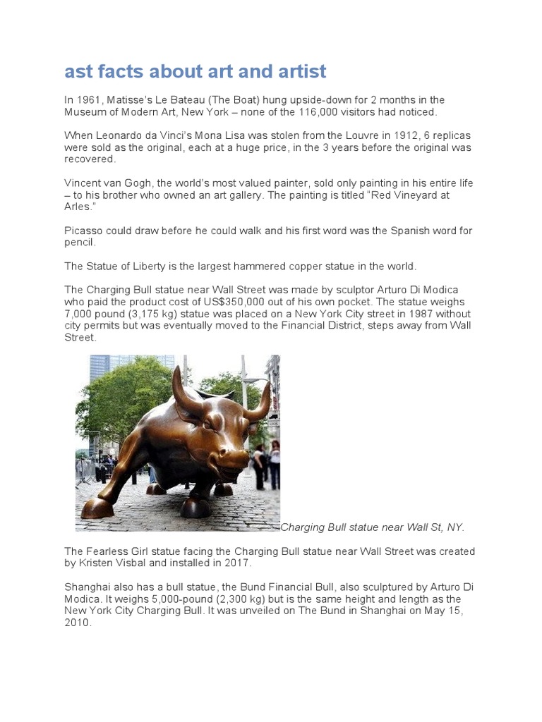 Ast Facts About Art and Artist | PDF | Plastic Arts | Art Media