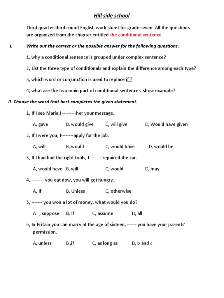 Grade 7 English Worksheet 3 | PDF