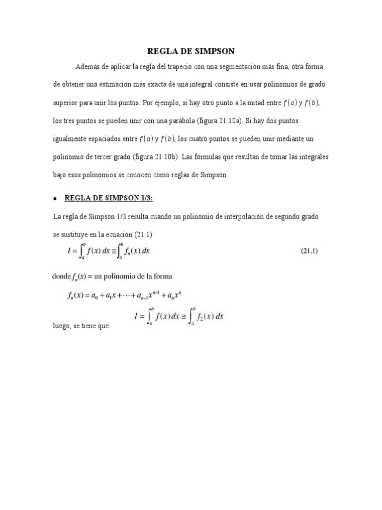 Regla de Simpson 1-3 | PDF | Ciencia computacional | Análisis