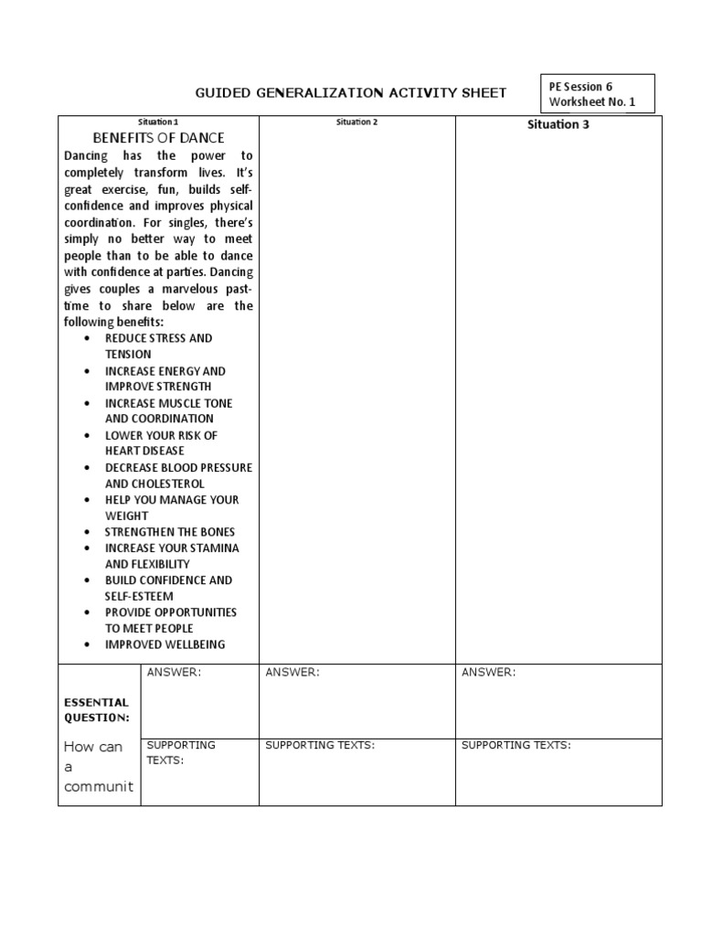 Guided Generalization Activity Sheet | PDF | Reason