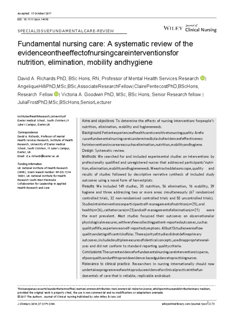 Fundamental Nursing Care: A Systematic Review of The ...