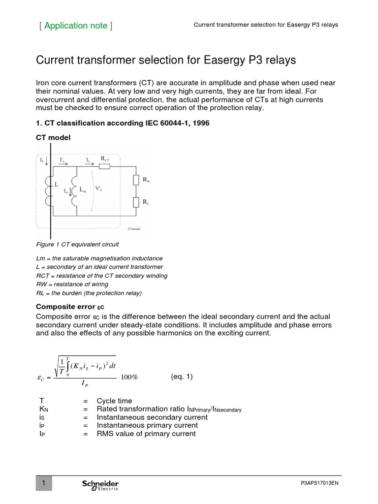 P3APS17013EN Current Transformer Selection For Easergy P3 Relays | PDF ...