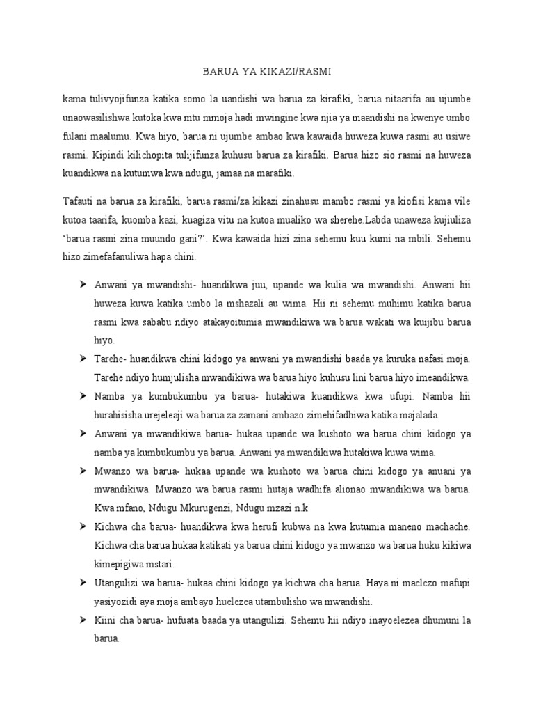 Barua Ya Kikazi-1 | PDF