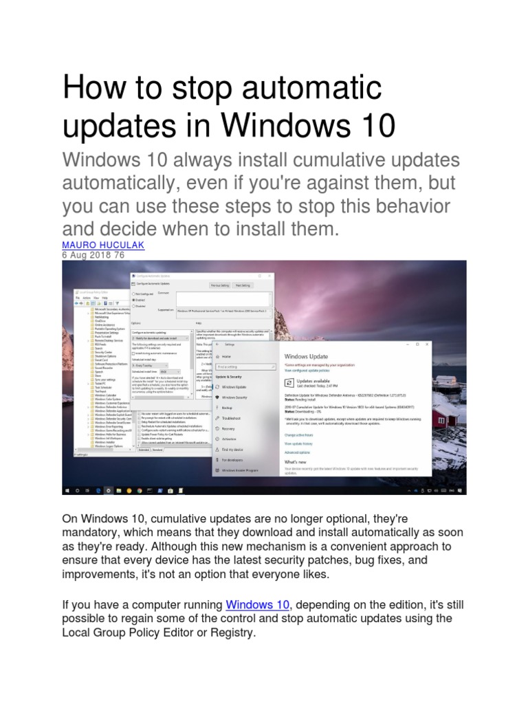 How To Stop Automatic Updates in Windows 10 | PDF | Windows Registry ...