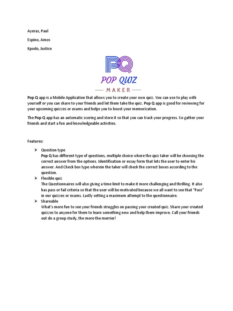 Pop Q App PDF | PDF