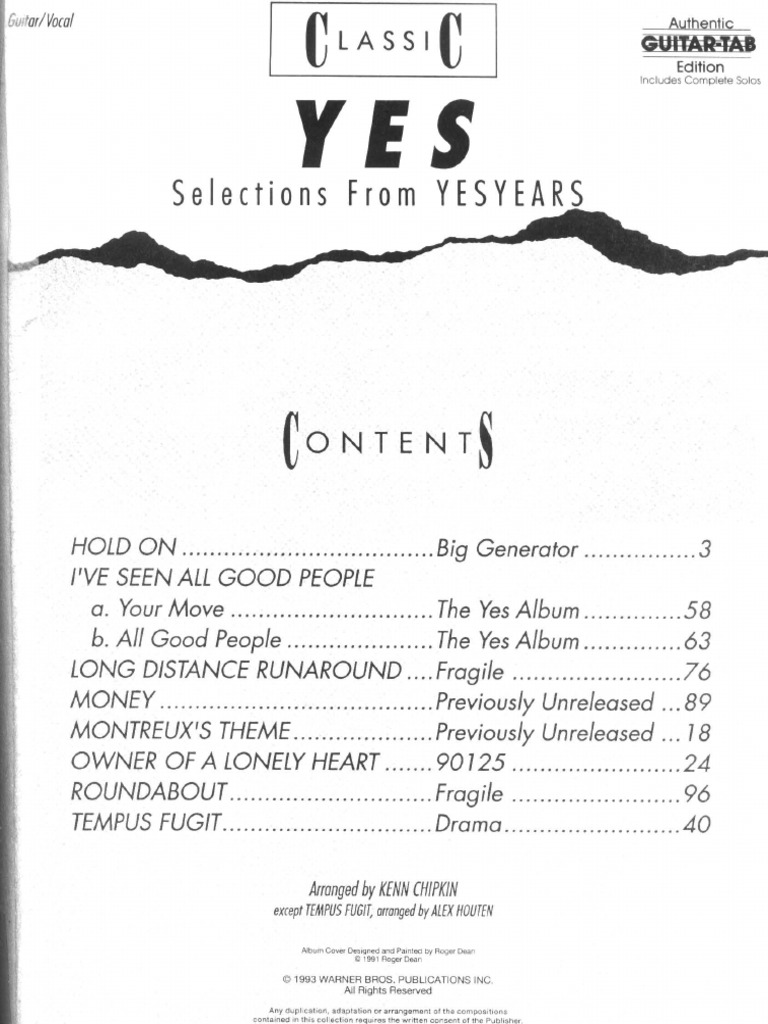 Yes Guitar Score | PDF