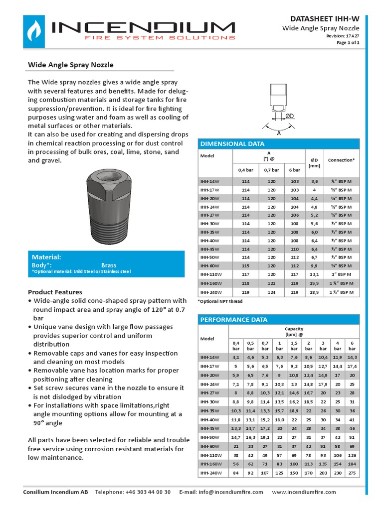 Datasheet Skum Sprinkler IHH W Foam Sprinkler PDF | PDF | Building ...