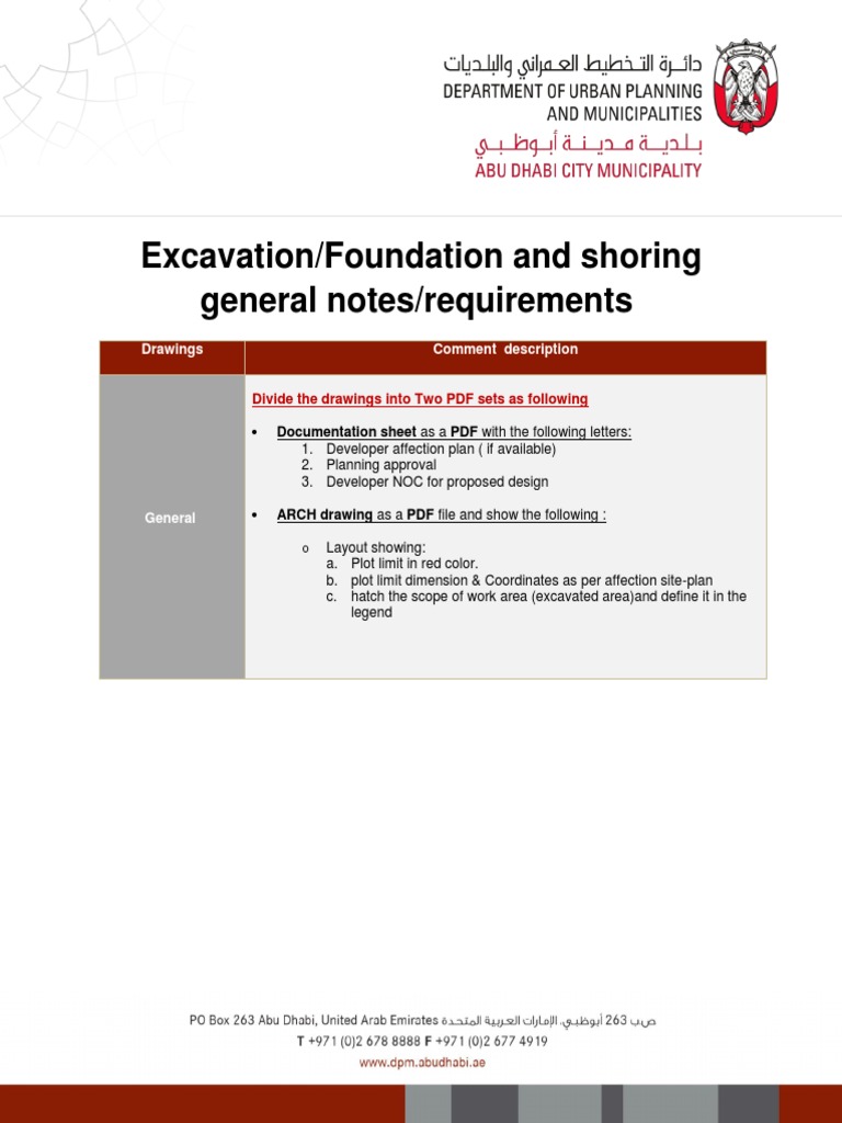 Excavation Shoring and Foundation General Requirements PDF | PDF