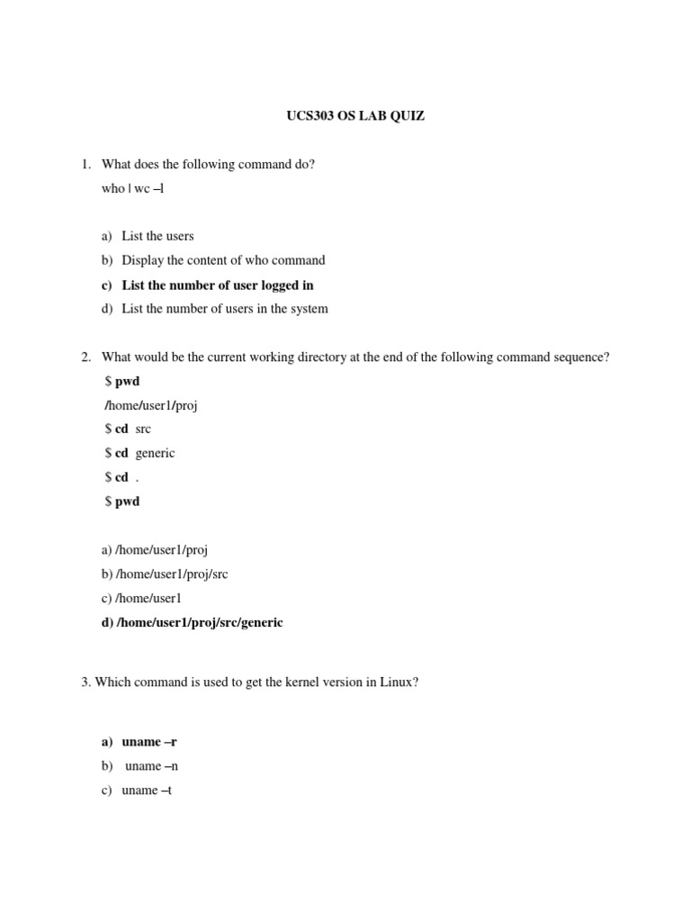 UCS303 OS LAB QUIZ SOLUTIONS | PDF | System Software | Software