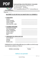 Fomu Ya Bima Ya Afya | PDF