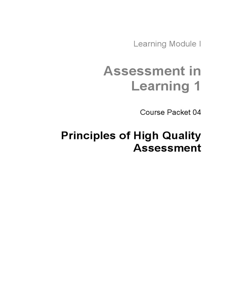 Principles of Effective Assessment: Matching Learning Objectives with ...