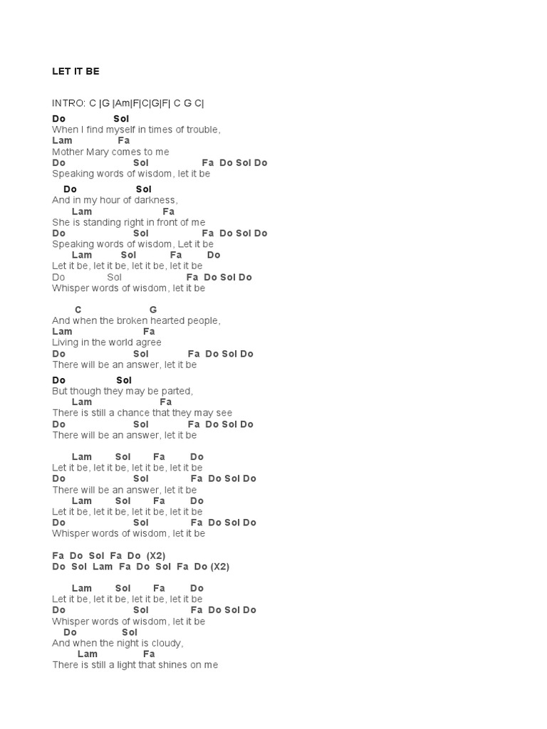 LET IT BE Chords | PDF | The Beatles Songs | Songs Written