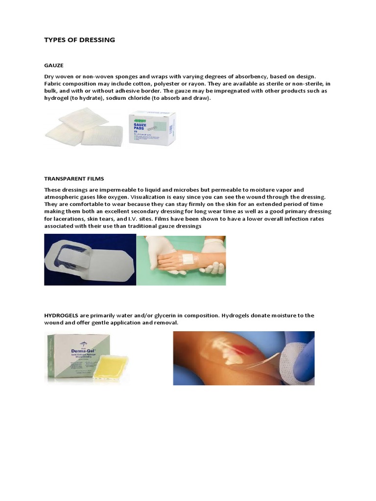 Types of Dressing: Gauze | PDF