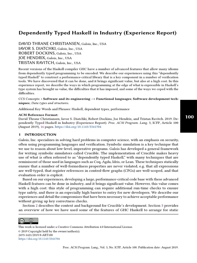 Dependently Typed Haskell in Industry (Experience Report) | PDF | Parameter (Computer ...