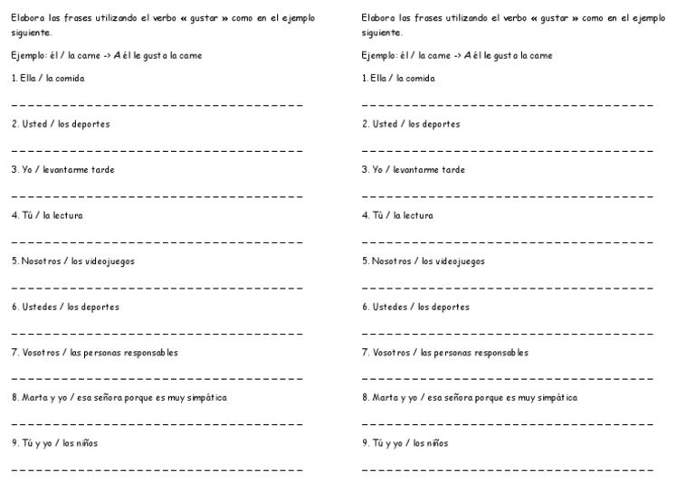 Ejercicios Gustar | PDF