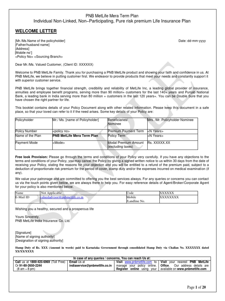 PNB MetLife Mera Term Plan Overview | PDF | Life Insurance | Met Life