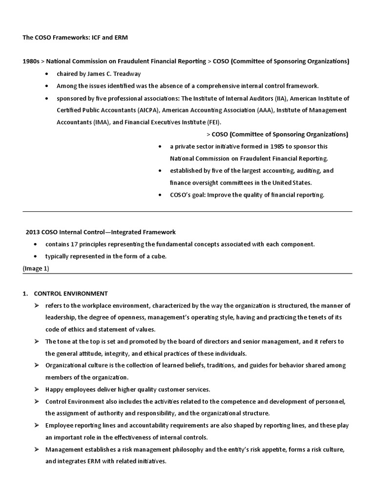 The COSO Frameworks: ICF and ERM | PDF | Risk | Business