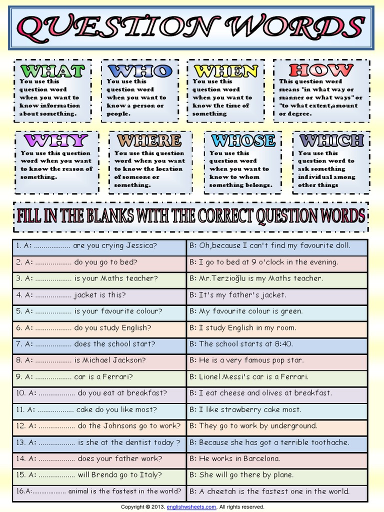 Question Words 1 PDF | PDF