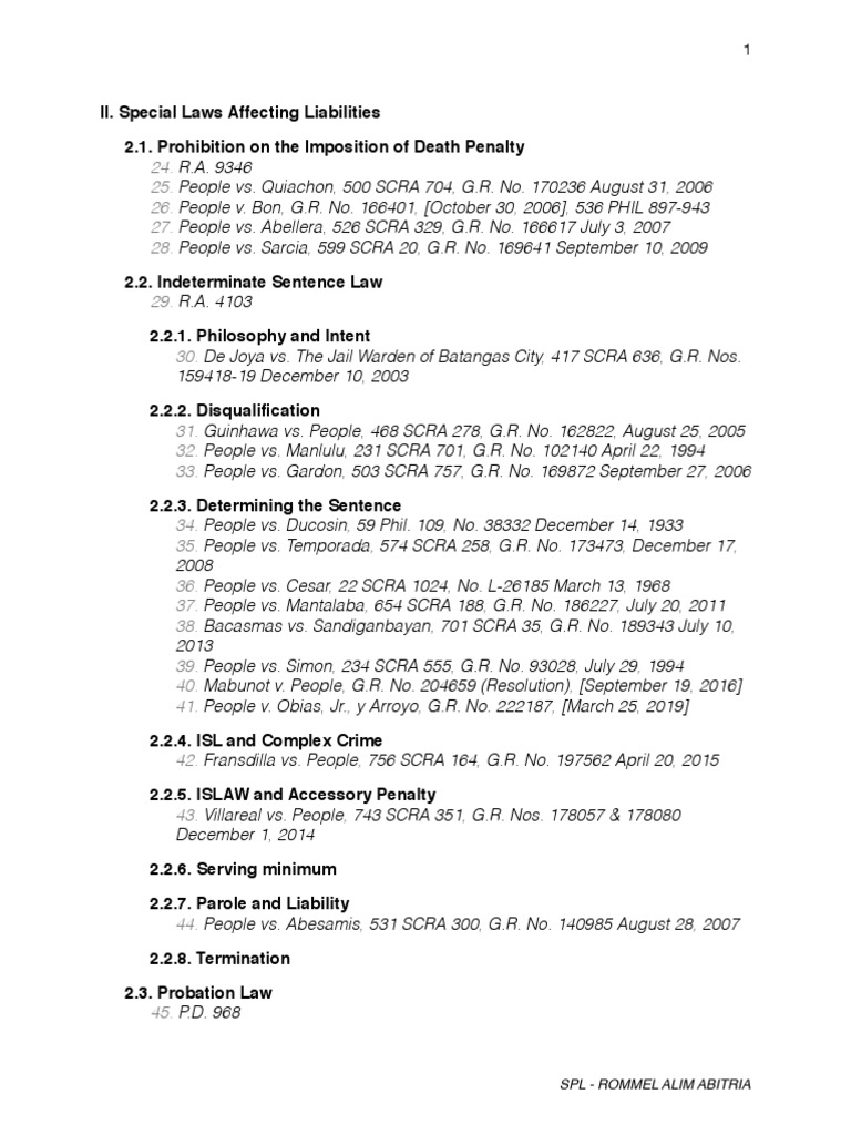 Syllabus 02-Special Laws Affecting Liabilities | PDF | Misconduct ...