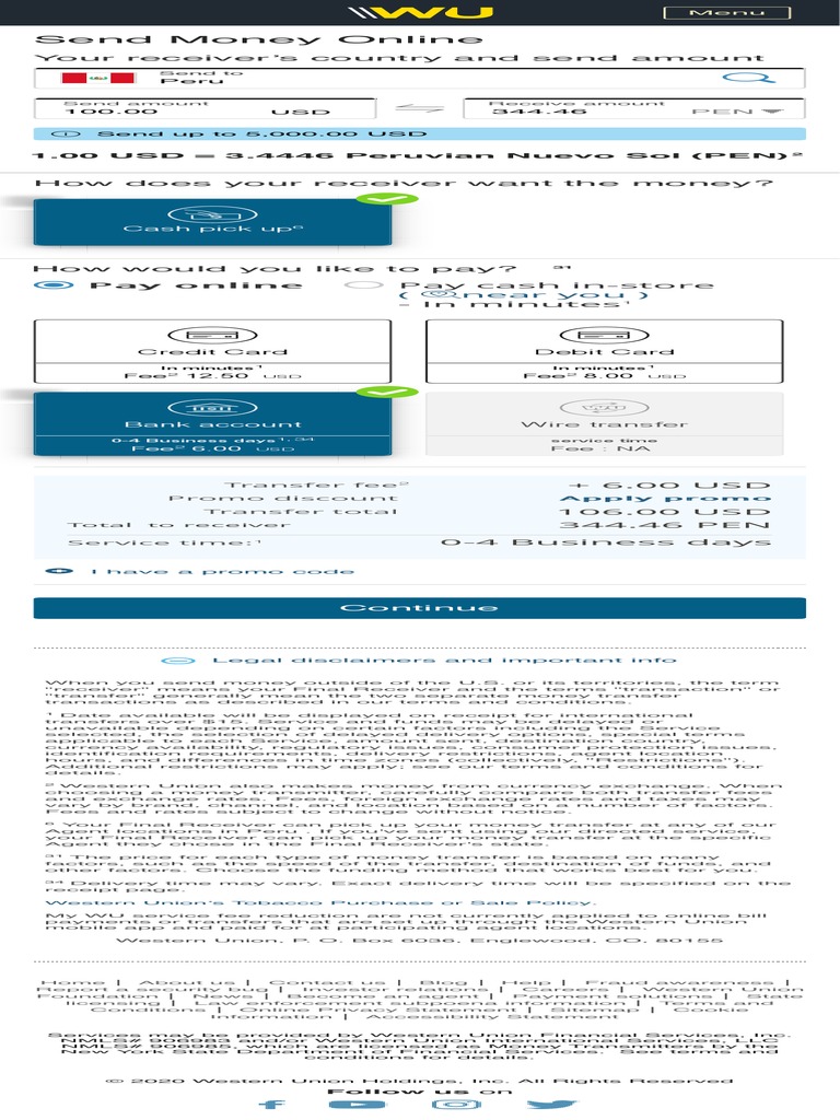 Send Money Online: Your Receiver's Country and Send Amount | PDF ...