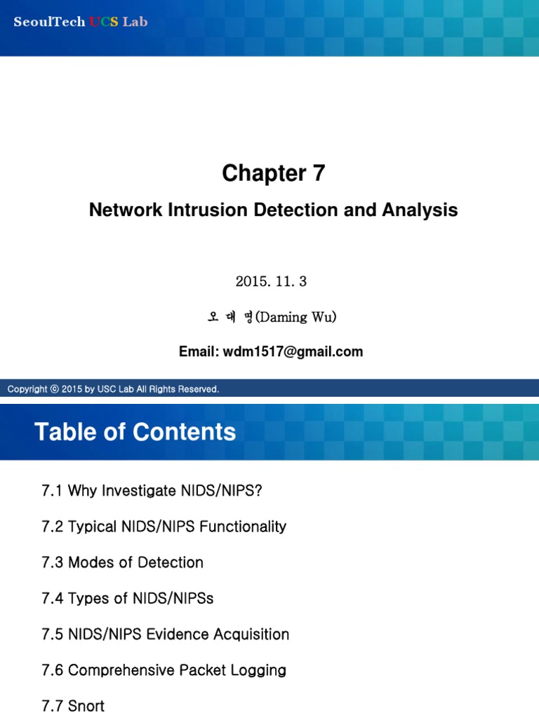 Network Intrusion Detection and Analysis: Seoultech | PDF | Internet ...