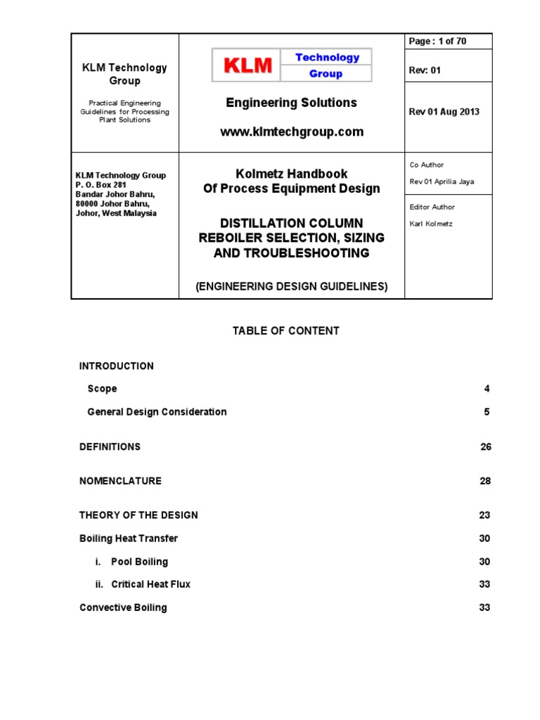 ENGINEERING DESIGN GUIDELINES Reboiler Rev1.3web PDF | PDF ...
