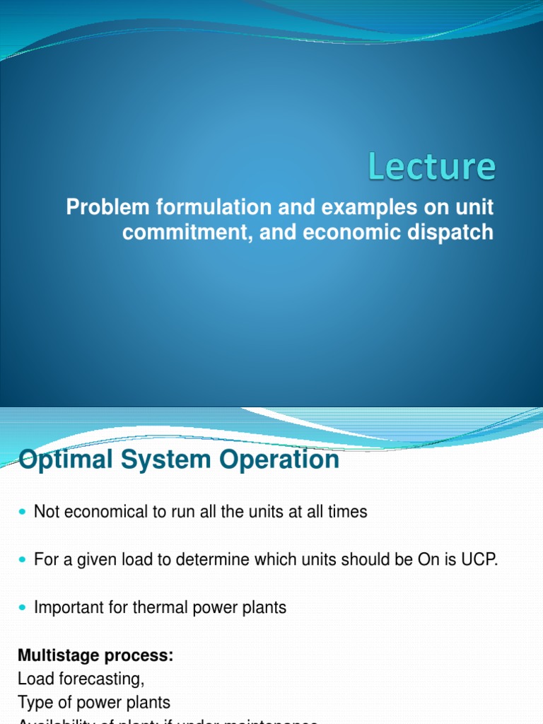 Lecture Unit Commitment - Numericals | PDF