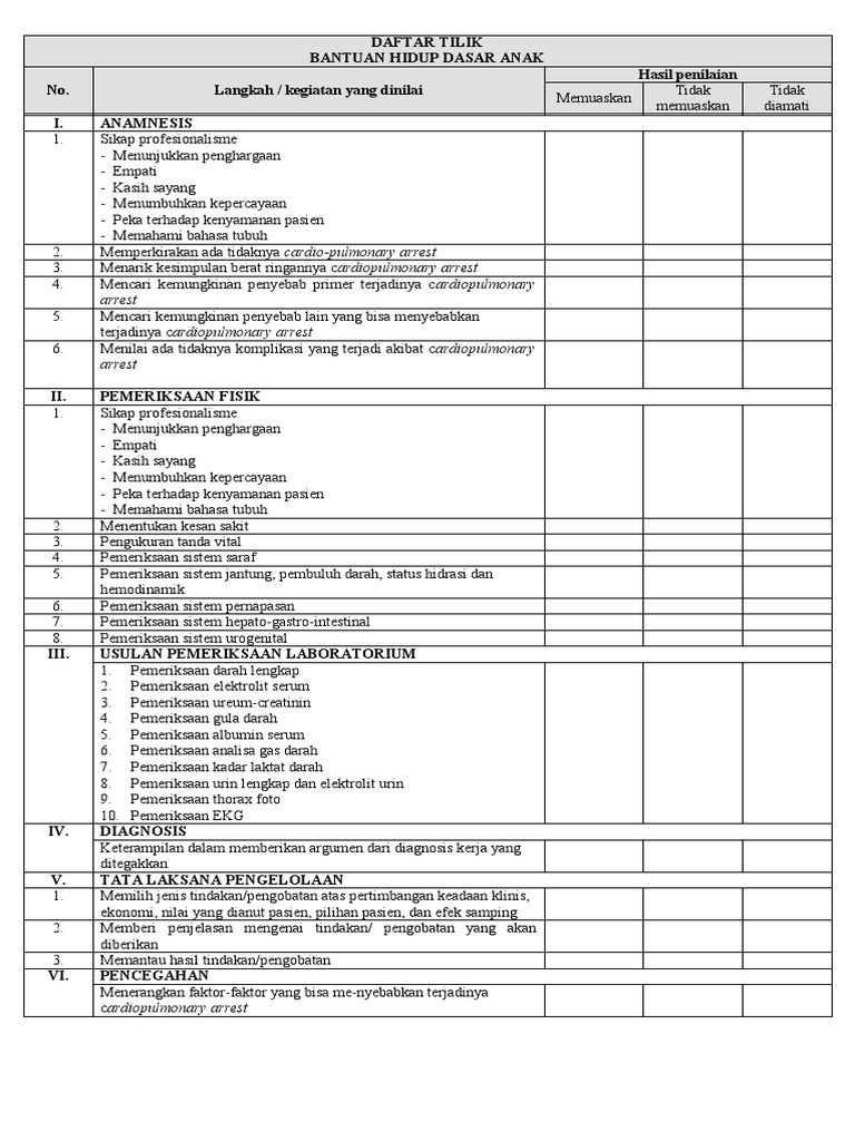 Ceklist BHD Anak | PDF