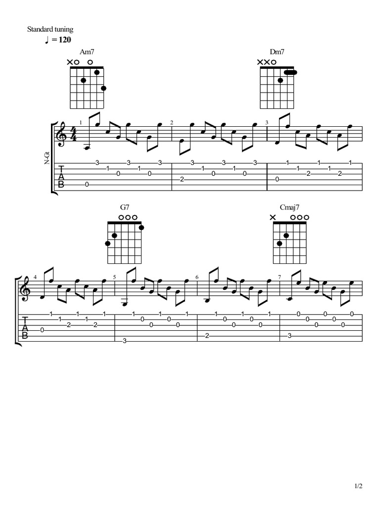 Standard Tuning Am7 Dm7 | PDF