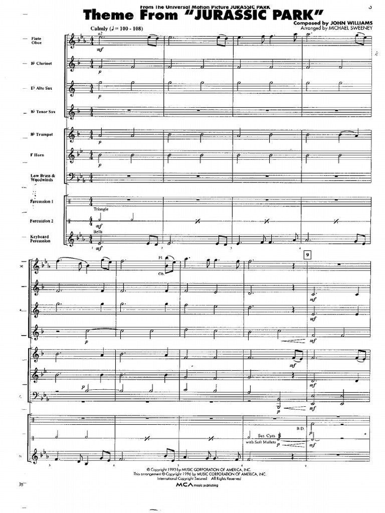 Williams, J. (Arr. Michael Sweeney) - Theme From Jurassic Park | PDF