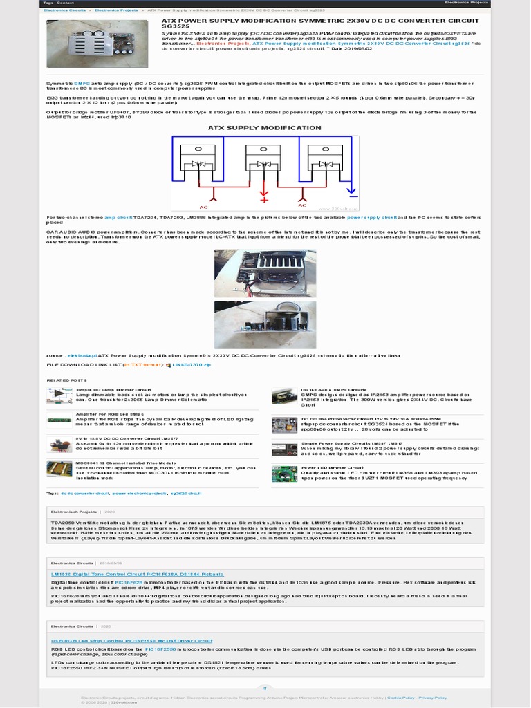 ATX Power Supply Modification Symmetric 2X30V DC DC Converter Circuit sg3525 - Electronics ...