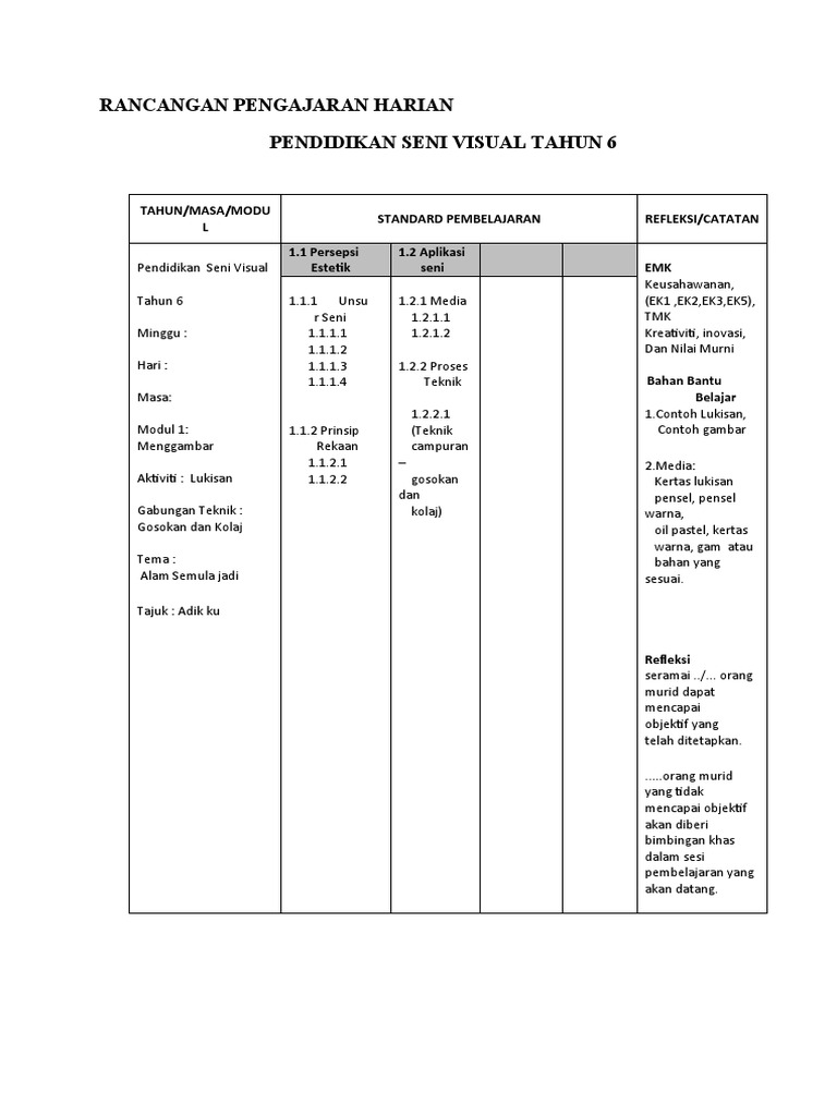 RPH PSV Tahun 6 | PDF