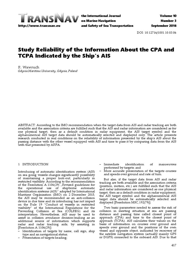 Study Reliability of The Information About The CPA and TCPA Indicated ...