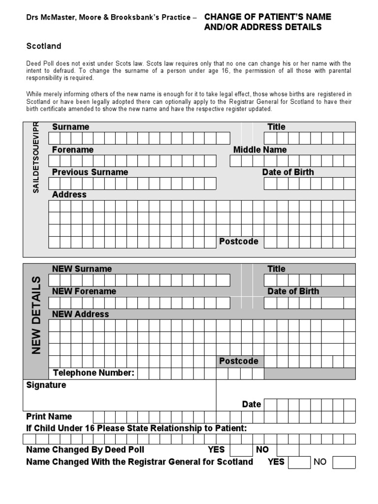 Practice Change of Name Address Form July 14 | PDF